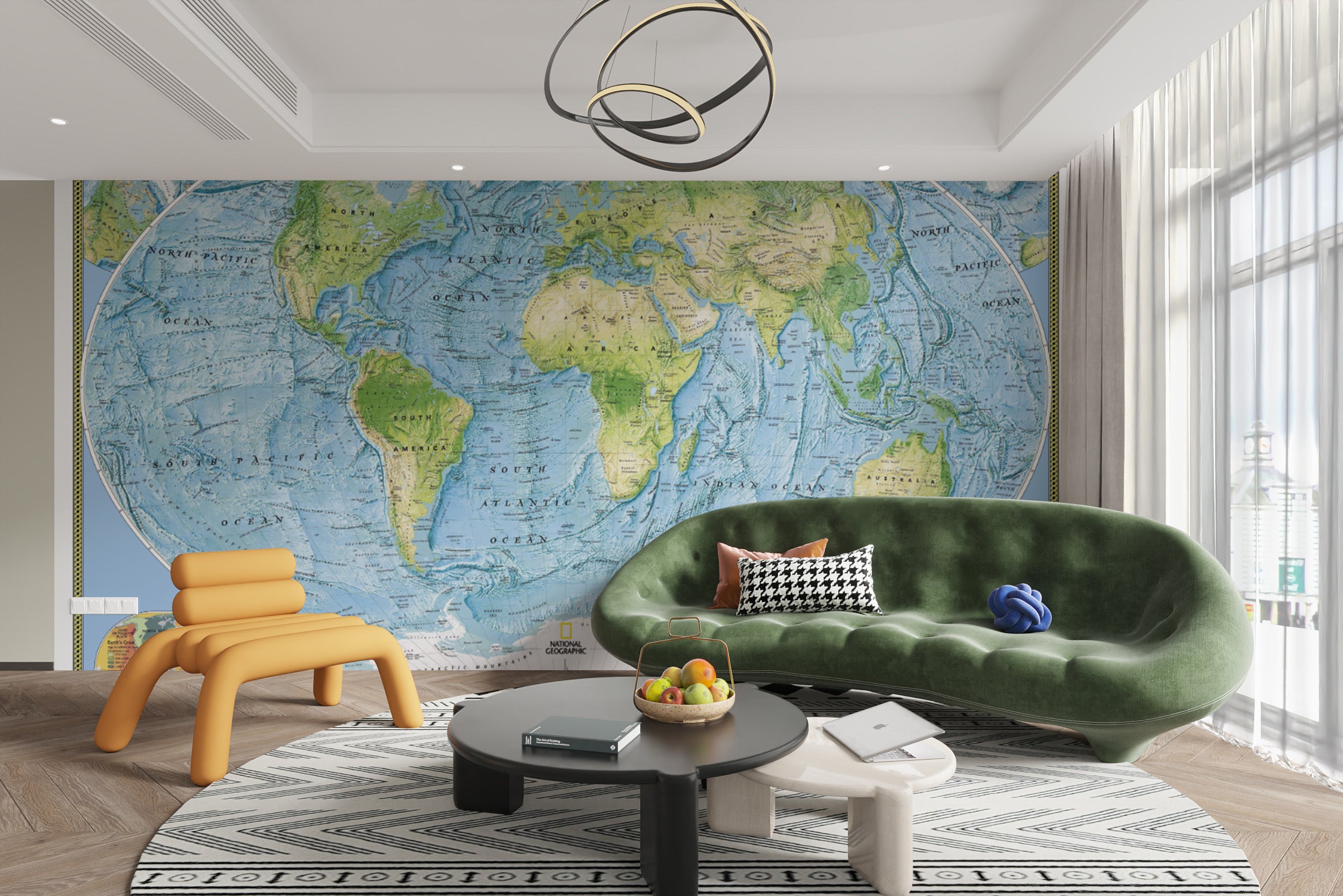 National Geographic Physical World Map for Walls