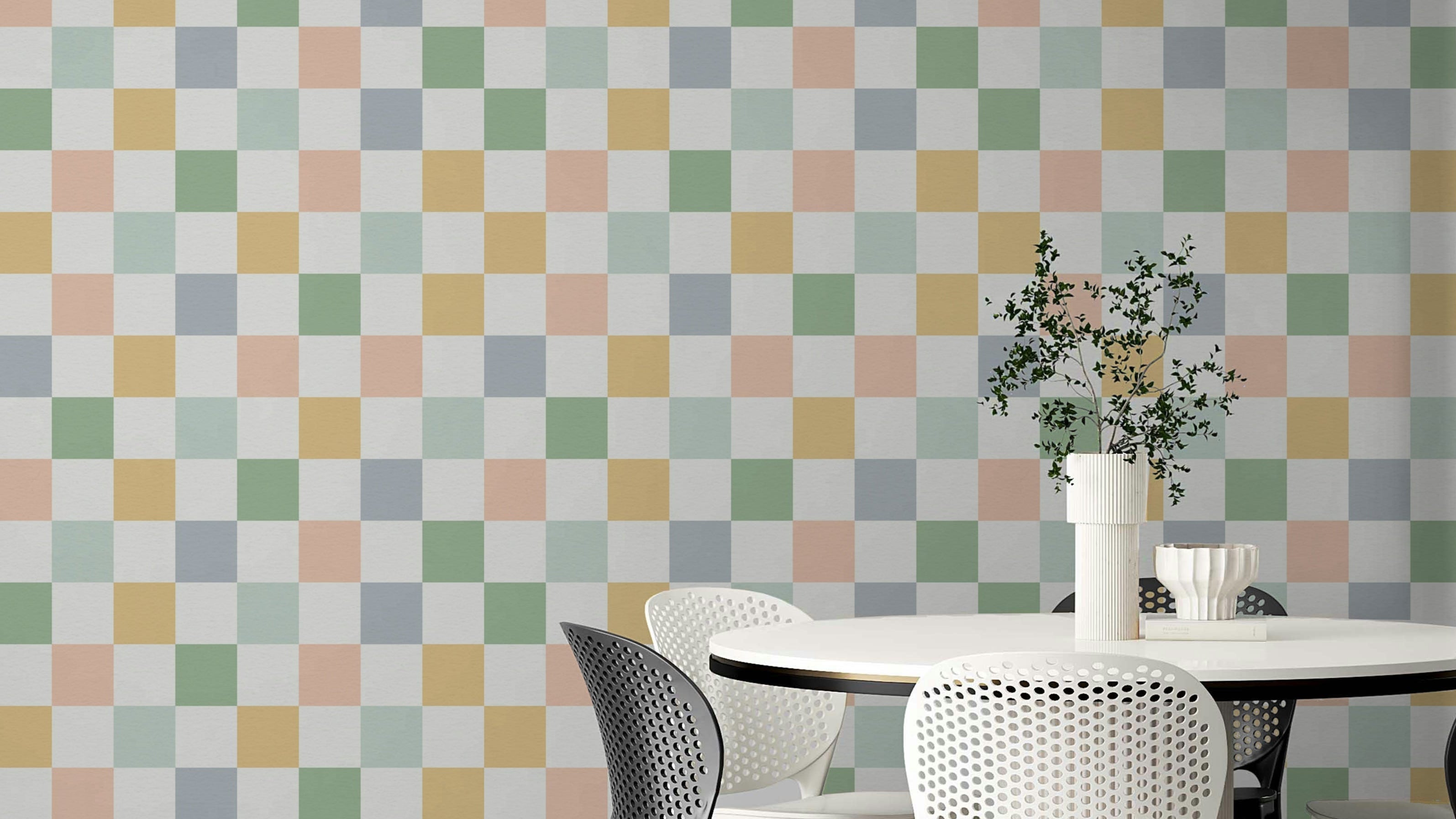 Checker Geometric Squares Vintage Wallpaper – Retro Wall Mural