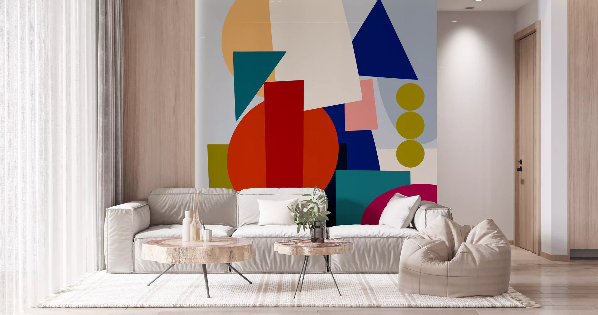 Playful Geometry Wall Mural for Colourful Shape Flow
