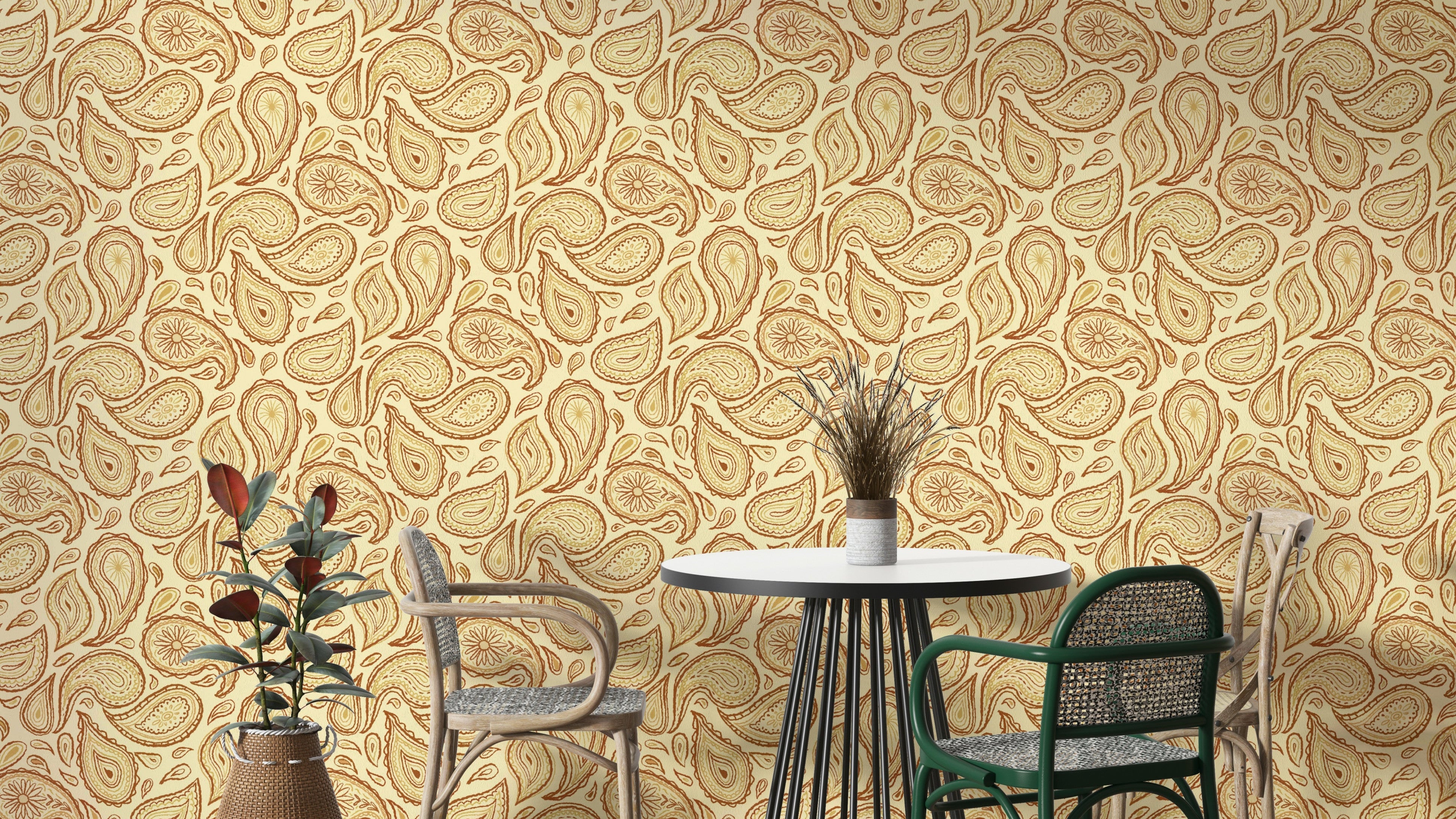 Autumn Paisley Wallpaper | Warm Seasonal Charm