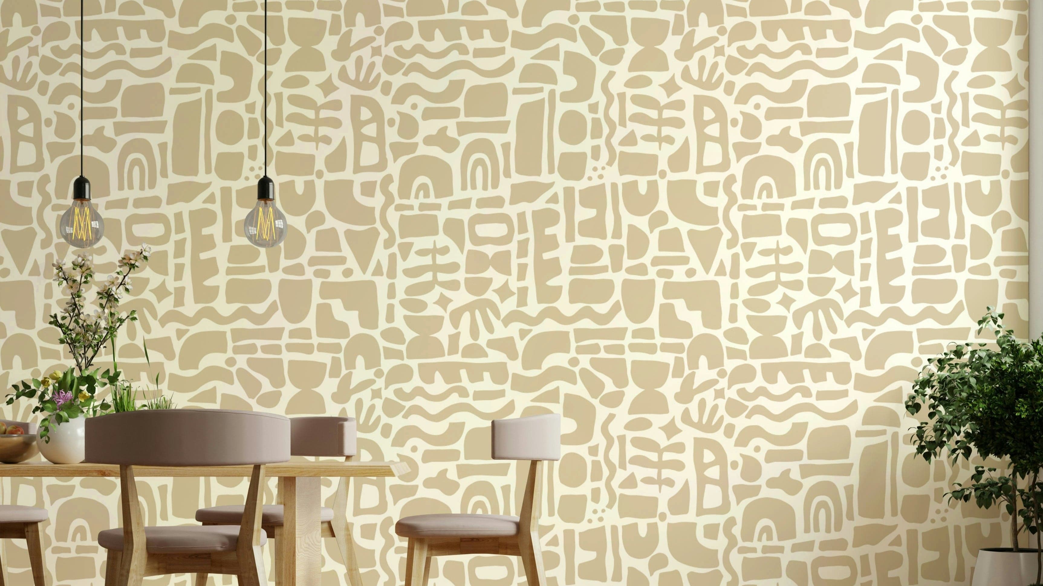 Beige Abstract Shapes Wallpaper