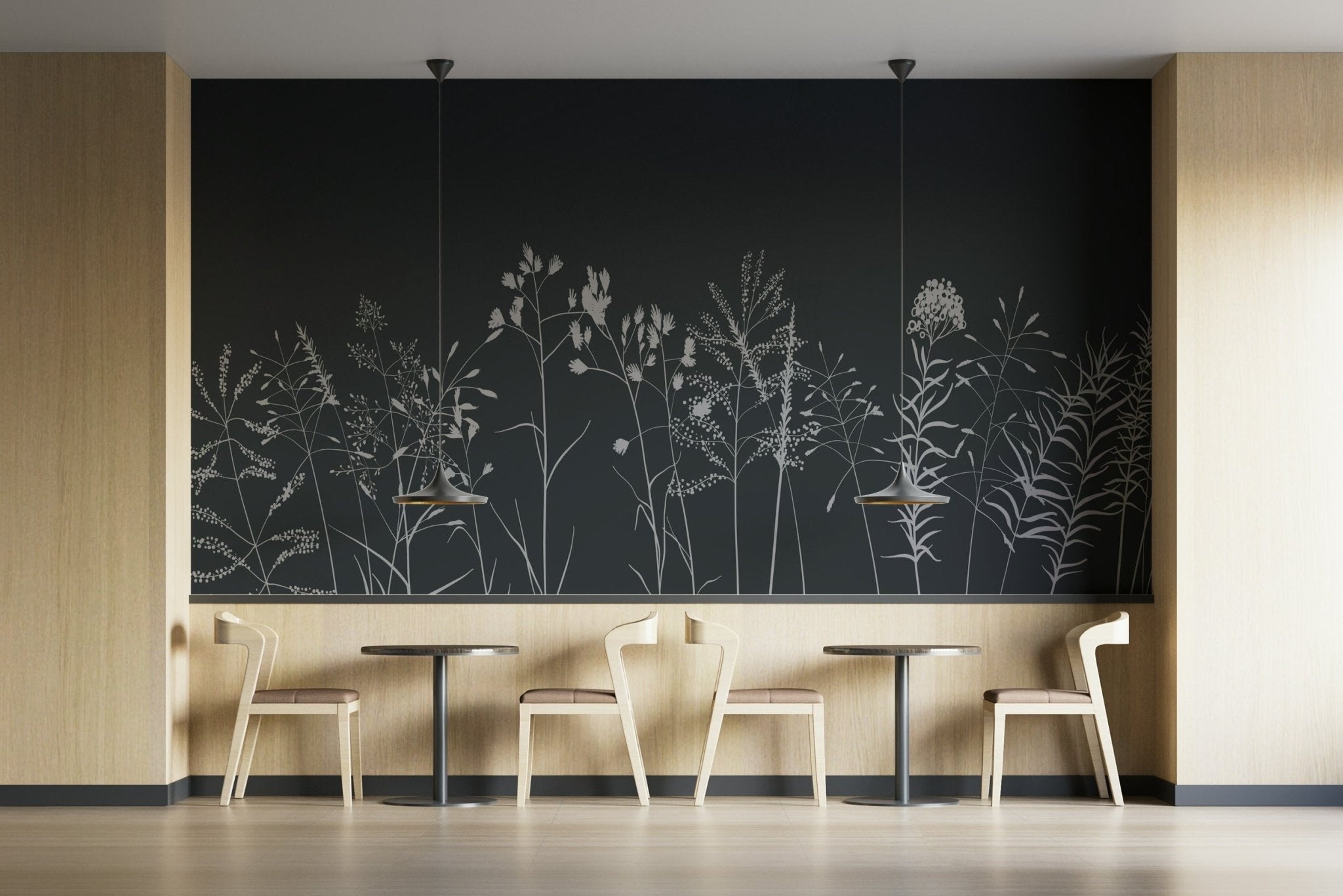 Charcoal Flora Wallpaper Mural