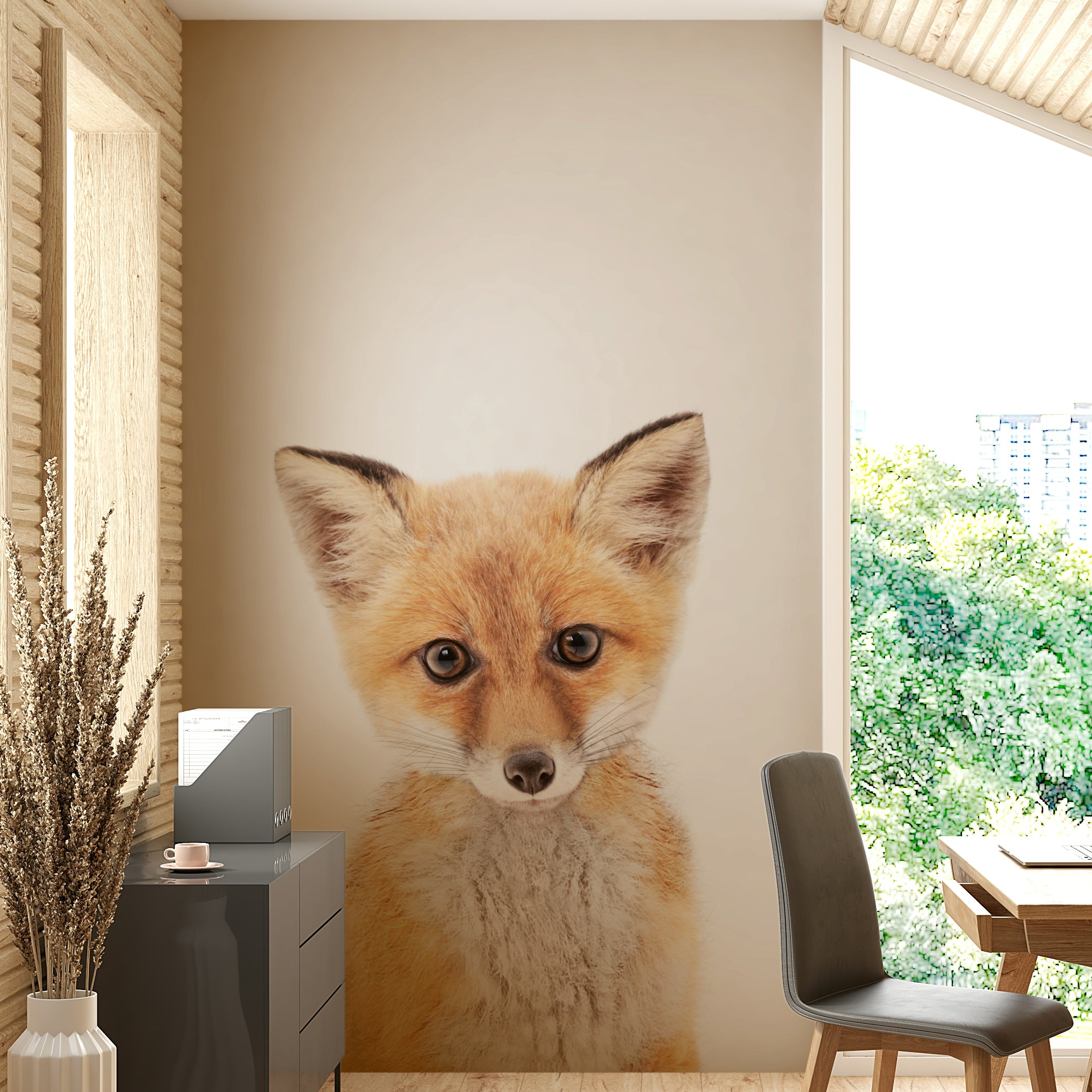 Charming Baby Fox Wall Mural for Kids' Rooms