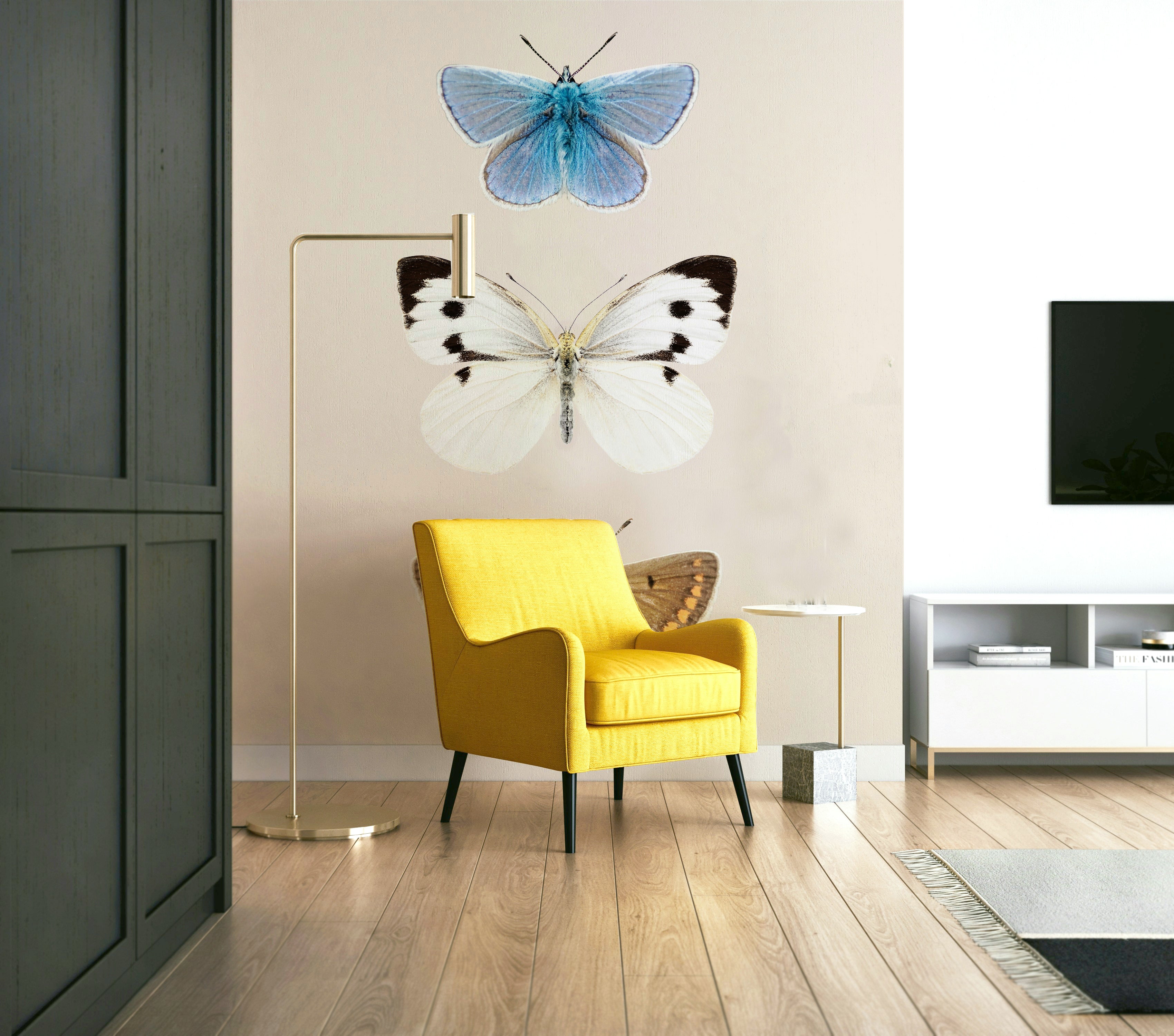 English Butterflies Mural – Vintage Nature Style