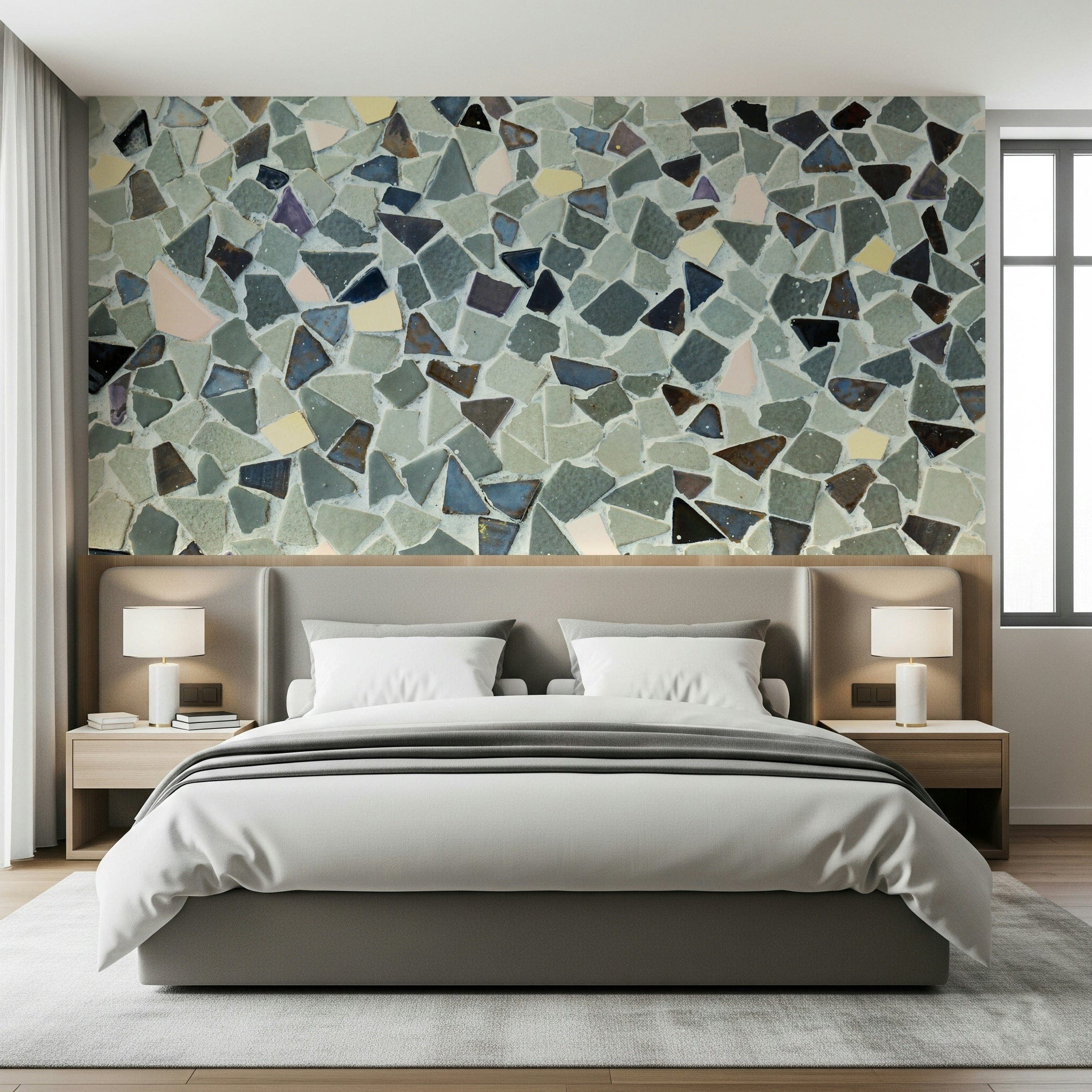 Fragmented Harmony Natural Look Tile Wallpaper | Mural