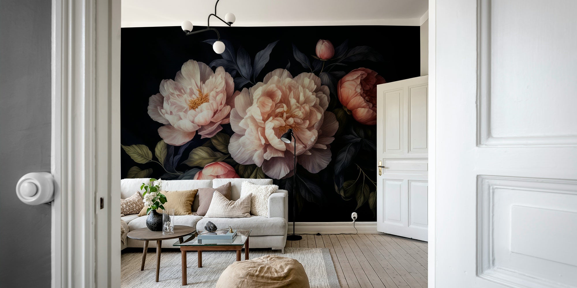 Grandmillennial Gothic Dark Peonies Wallpaper Mural | AU