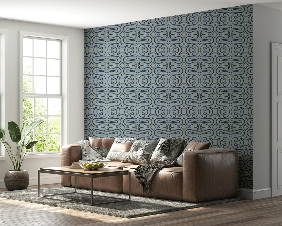 Indigo Flow Wallpaper - Calming LinesShop Indigo Flow Wallpaper | Get ...