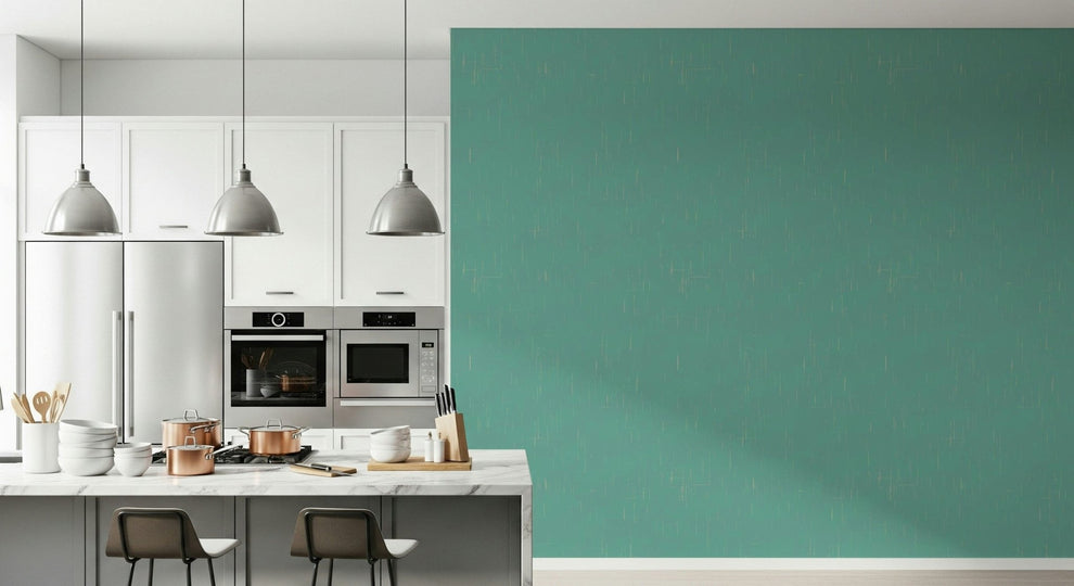 Atomic Blue Linen Wallpaper - Retro Cool | Shop Australia