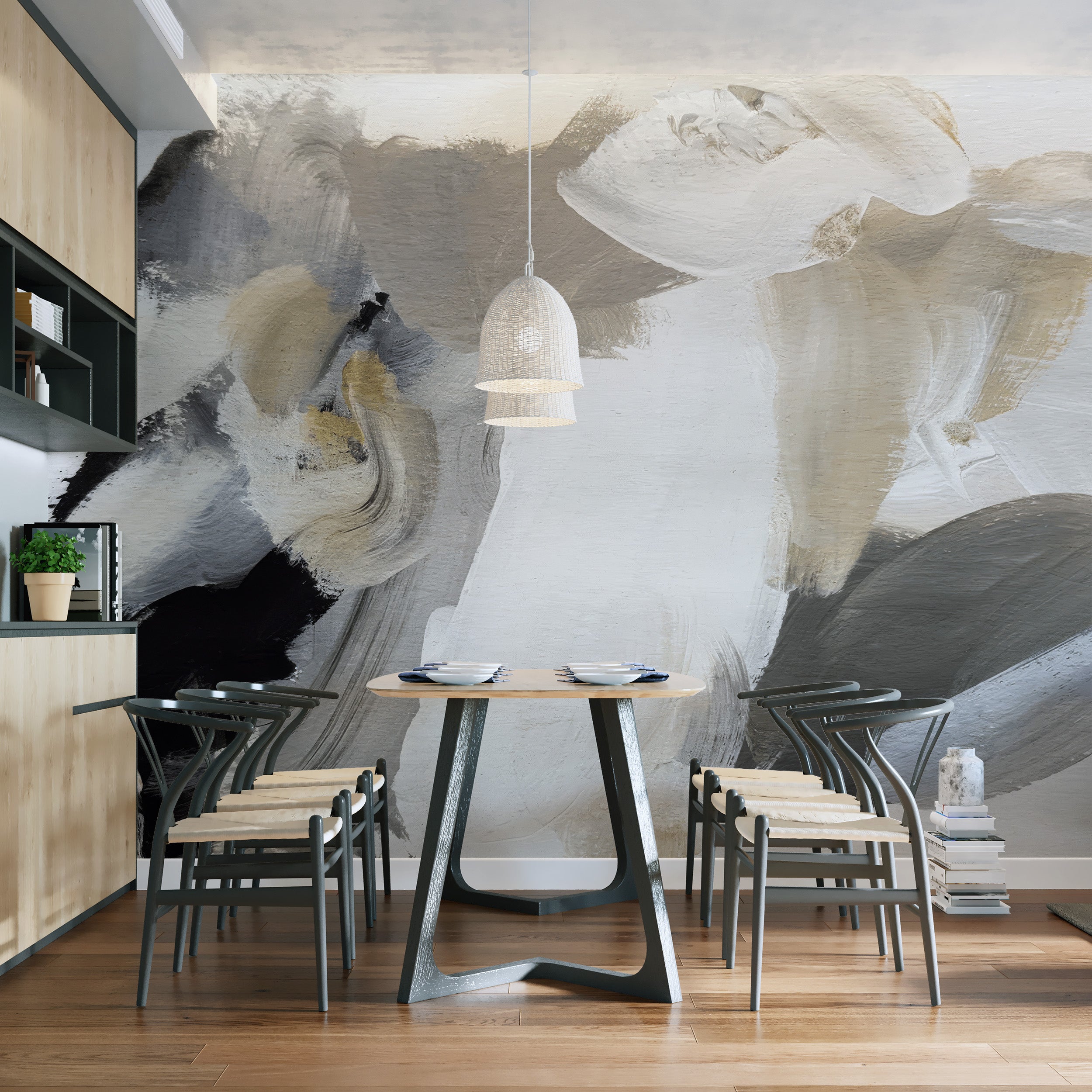 Monochrome Muse Mural - Abstract Watercolour Wallpaper AU