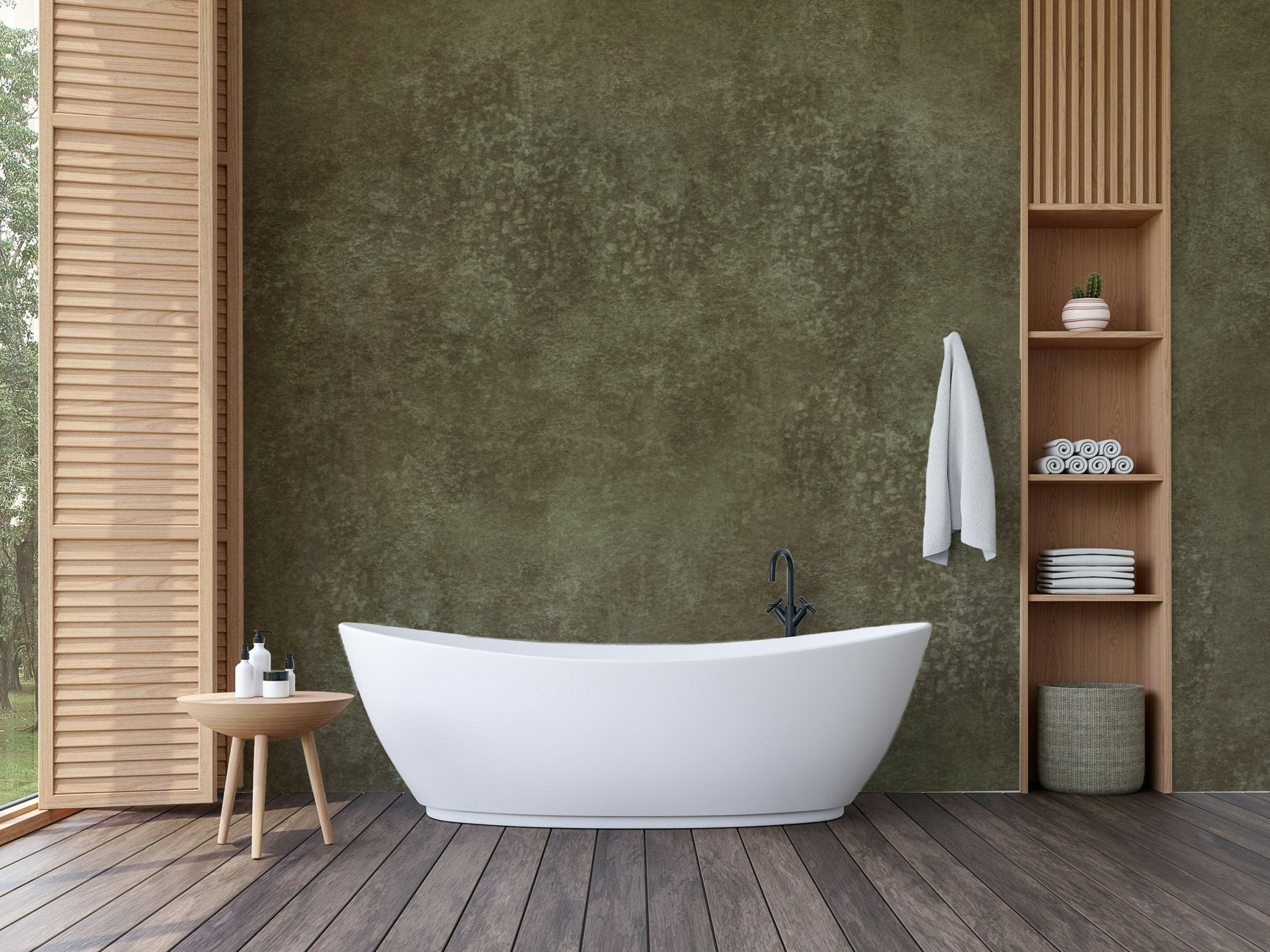 Textured Peat Green Wallpaper Mural - Mottled Moods