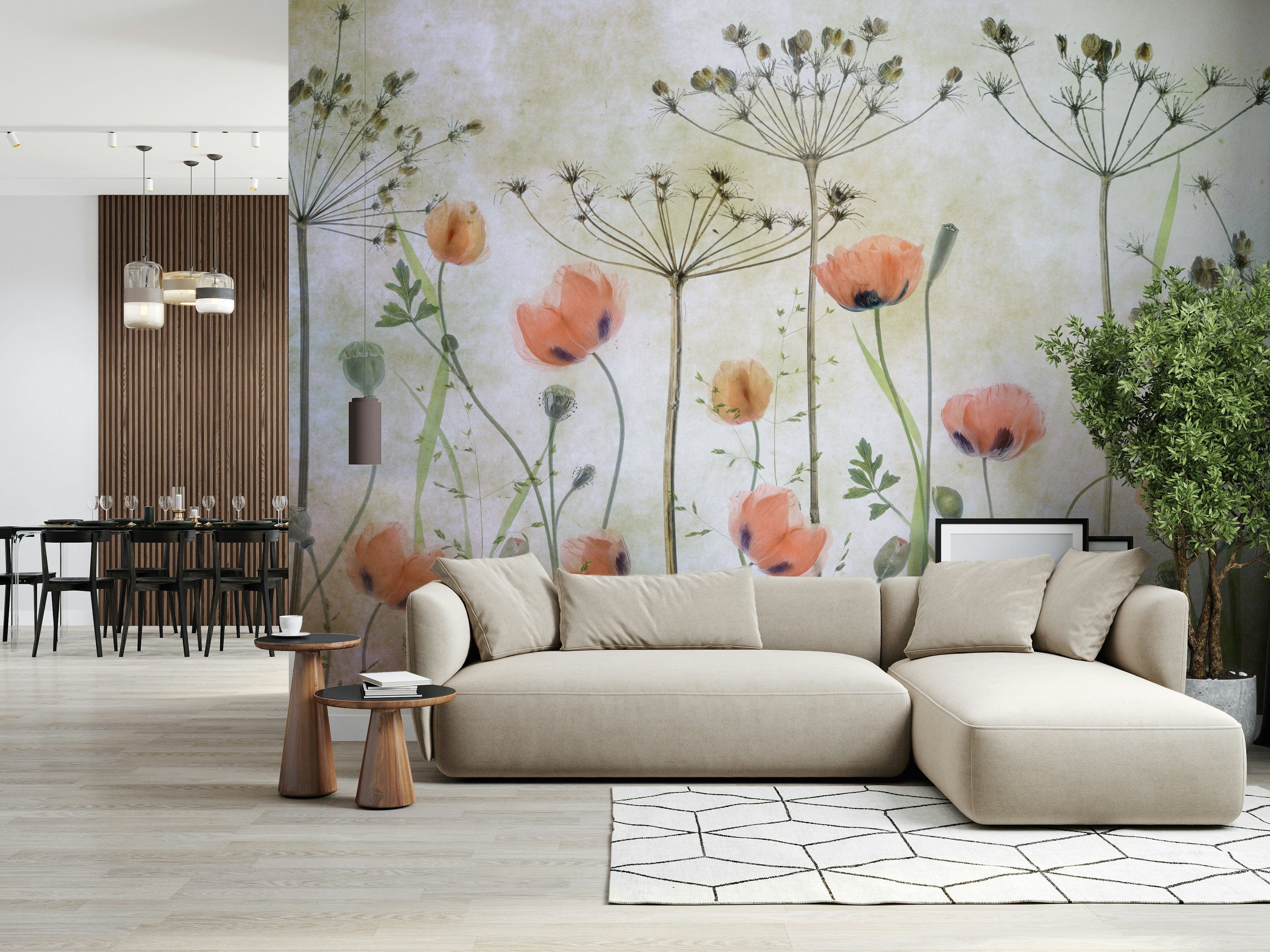 Peach Poppy Wallpaper Mural
