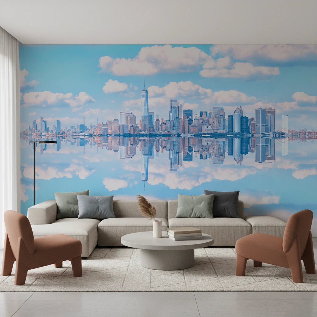 Skyline Reflection Wall Mural - Modern Cityscape View Decor