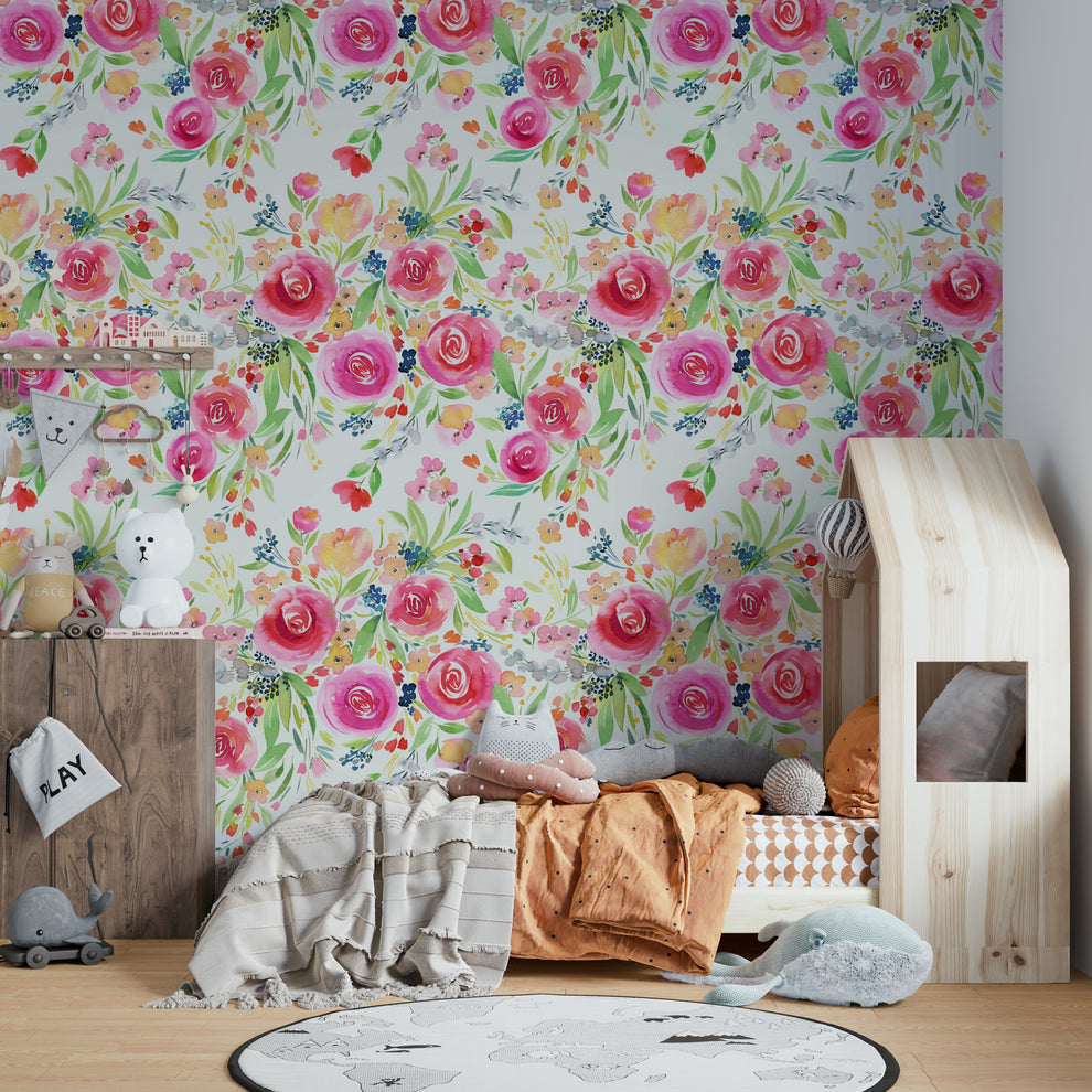 Spectacular Whimsical Flowers Roses Nature Wallpaper – Bold Floral Wall ...