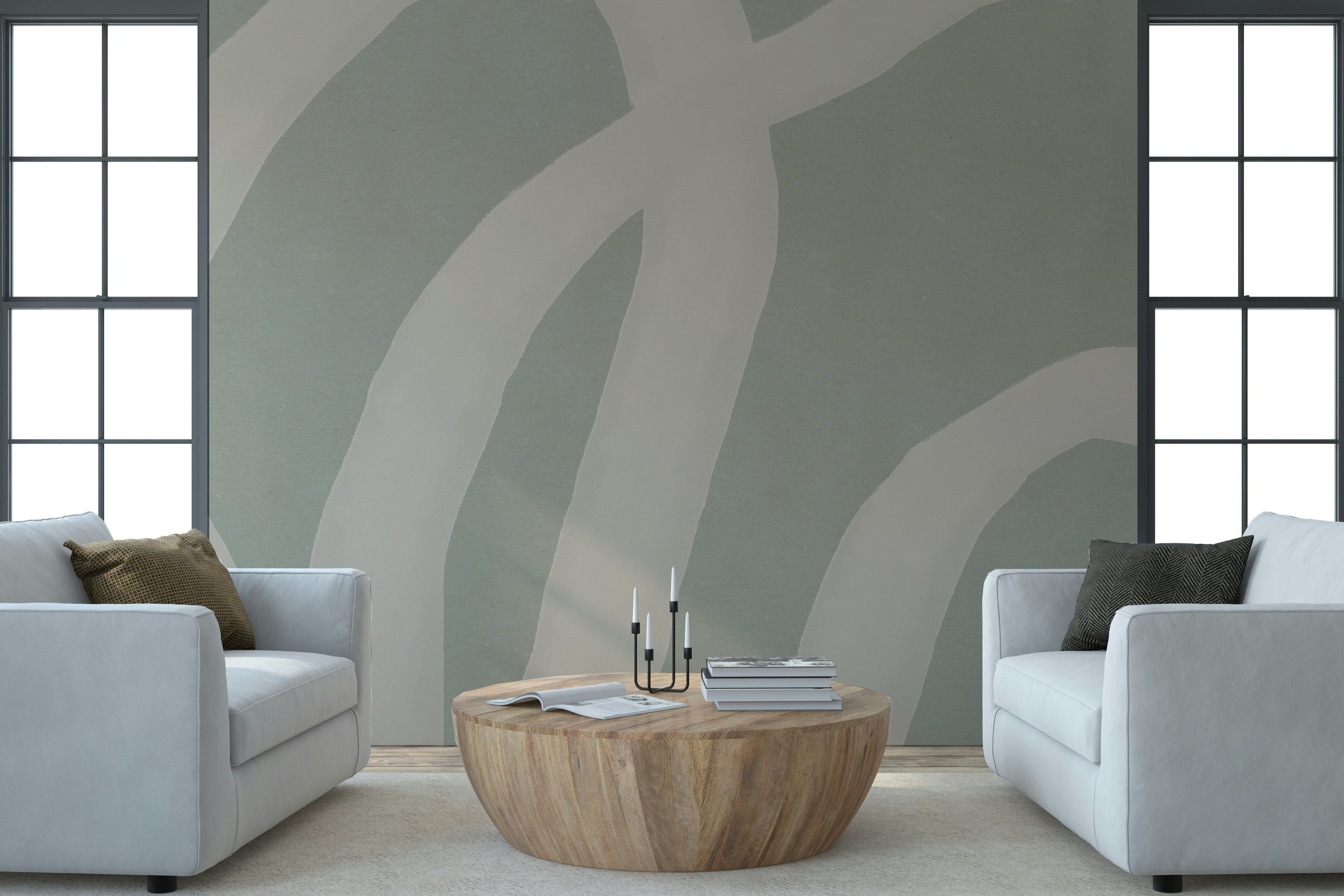 Subtle Curves Wall Mural | Soft Abstract Wallpaper Design